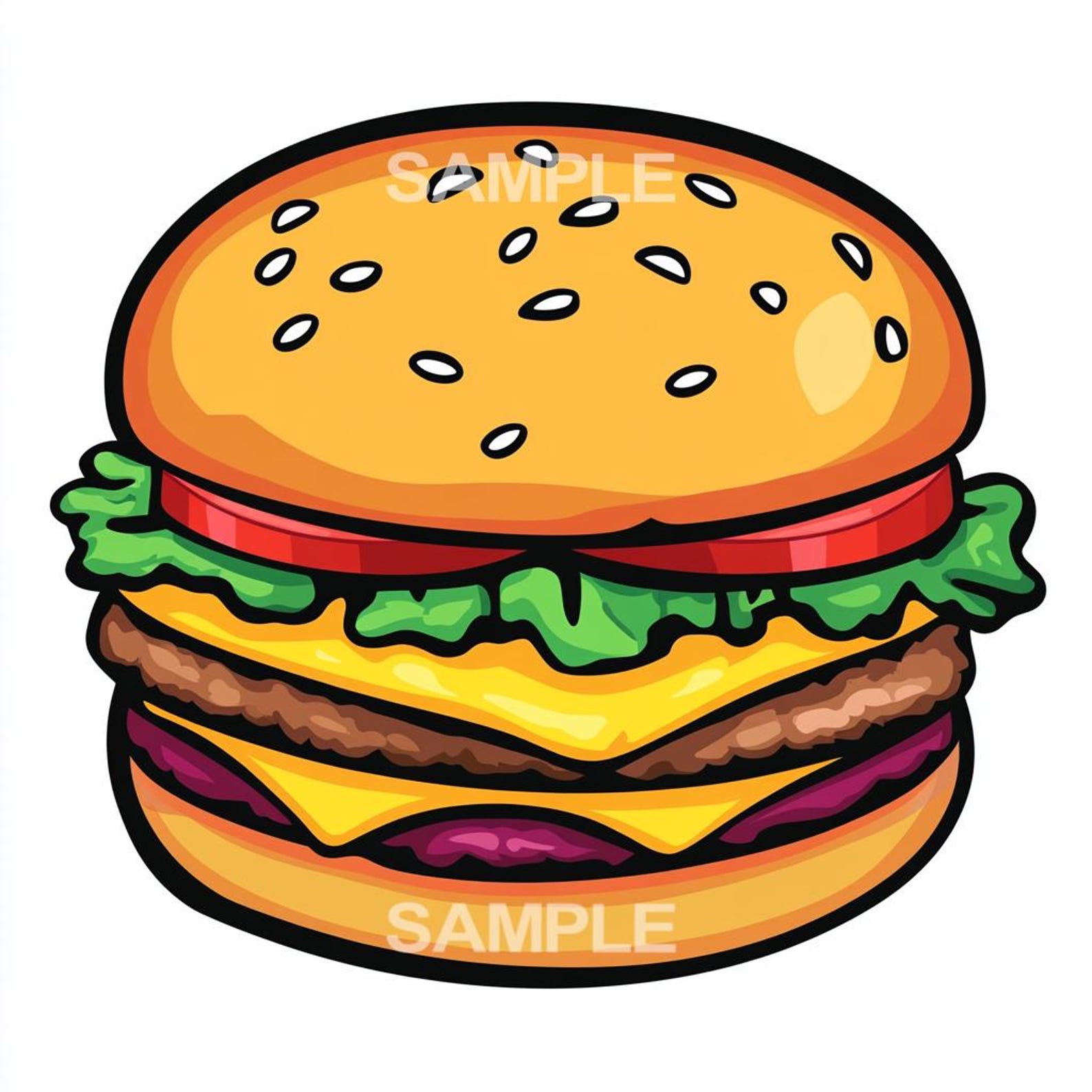 Burger / Cheeseburger Clipart PNG Format, Commercial Use Approved - Etsy