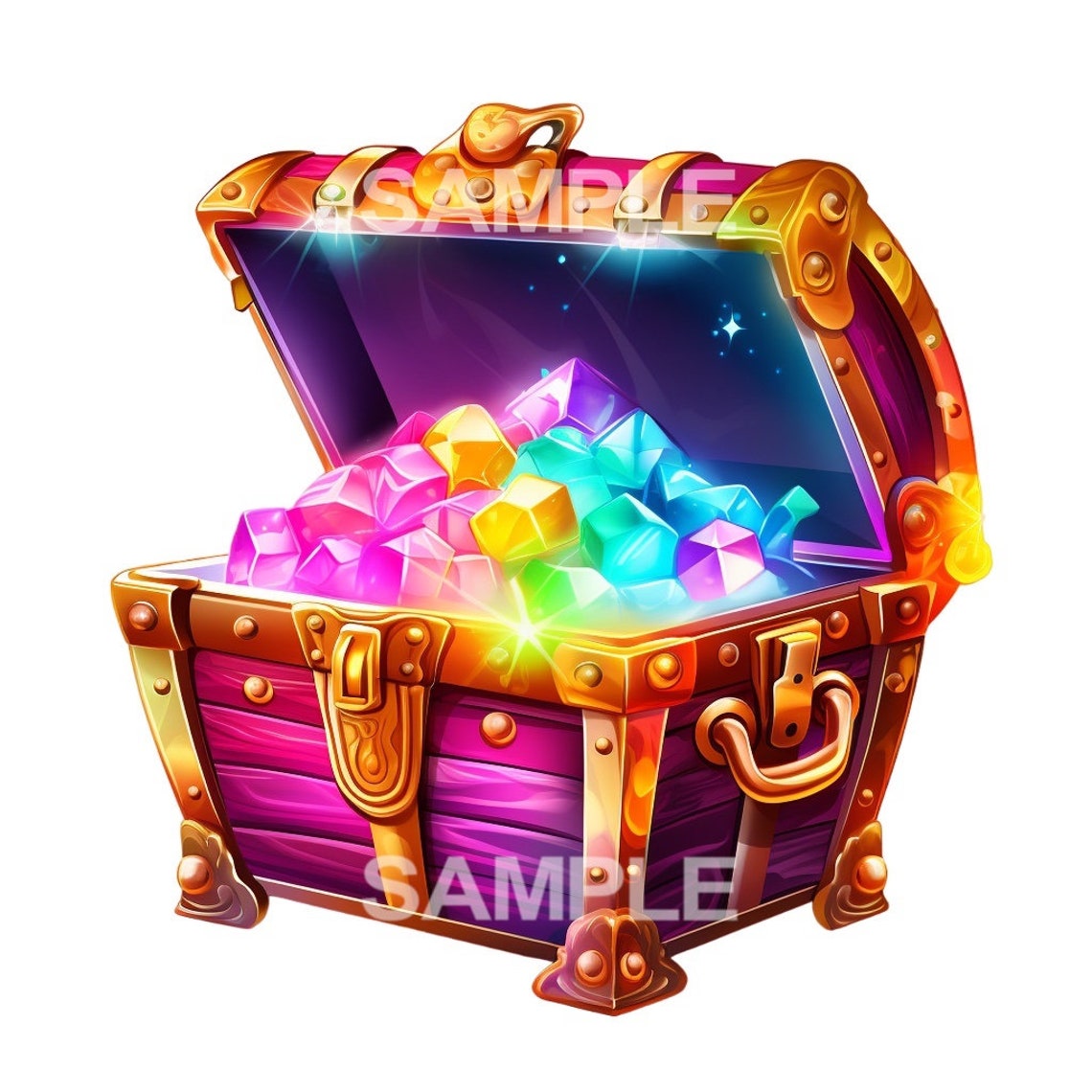Colorful Treasure Chest Bundle Clipart - PNG Format - Etsy