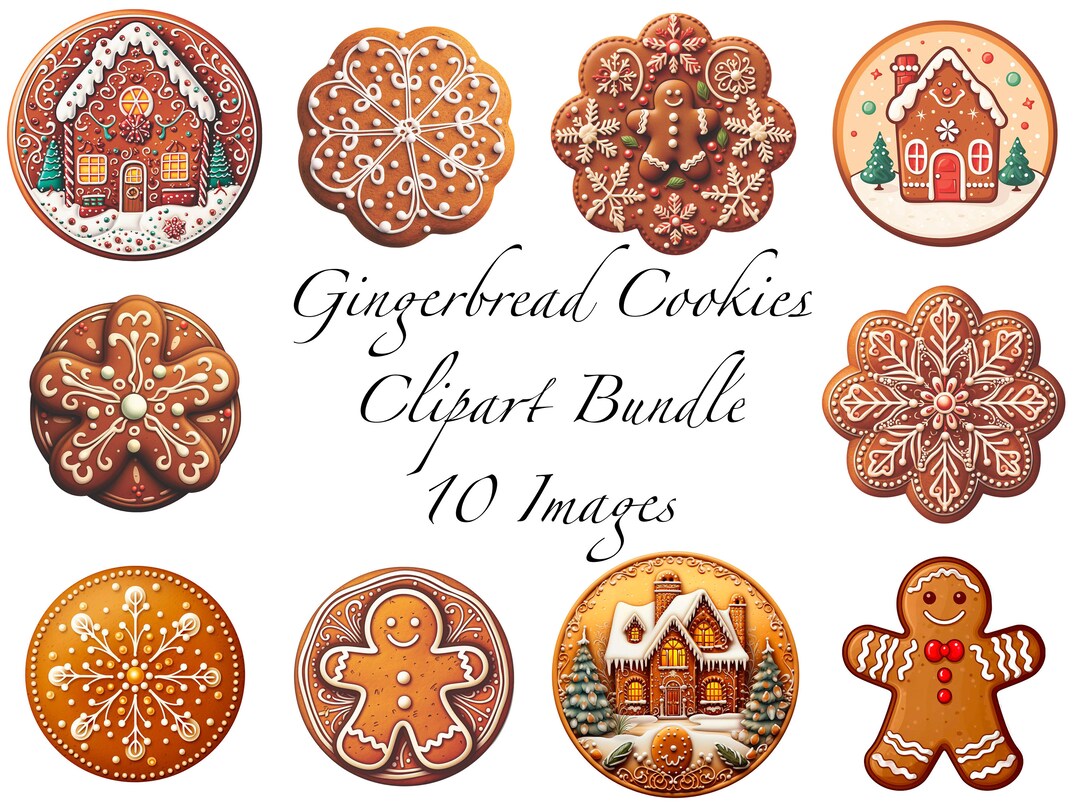 Gingerbread Cookies Bundle Clipart - PNG Format - Etsy