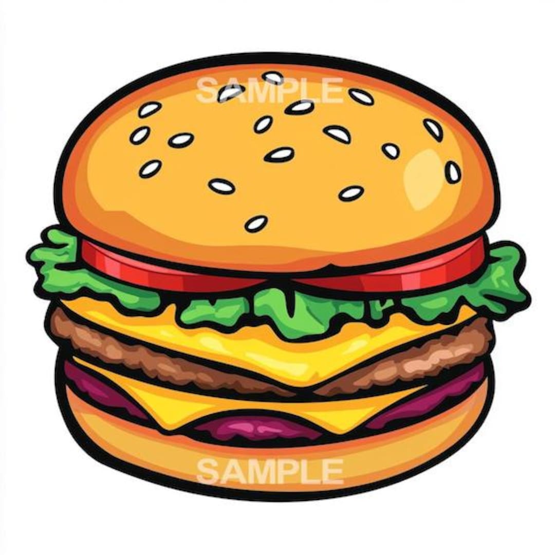 Burger / Cheeseburger Clipart - PNG Format, Commercial Use Approved - Etsy