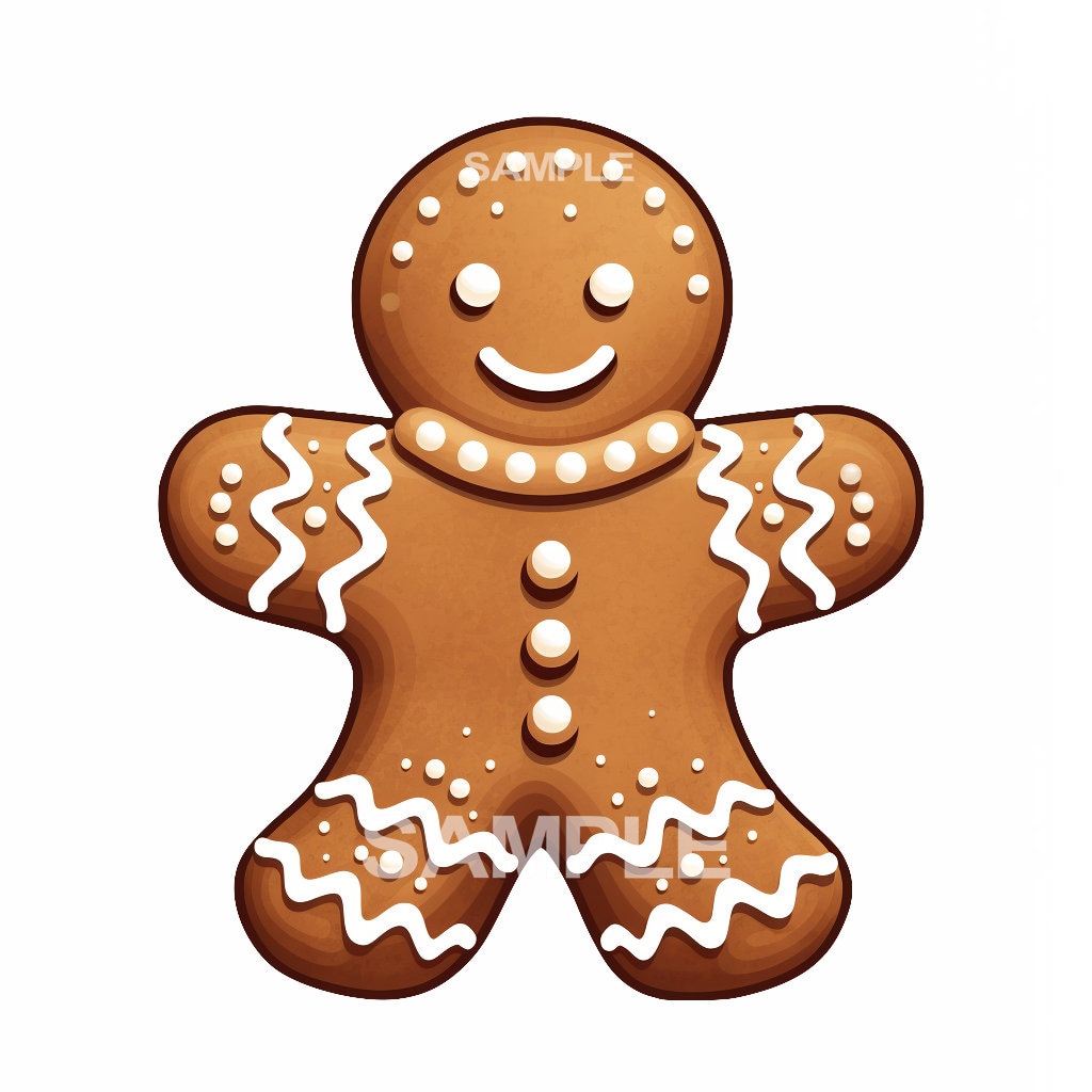 Gingerbread Man Clipart PNG Format - Etsy