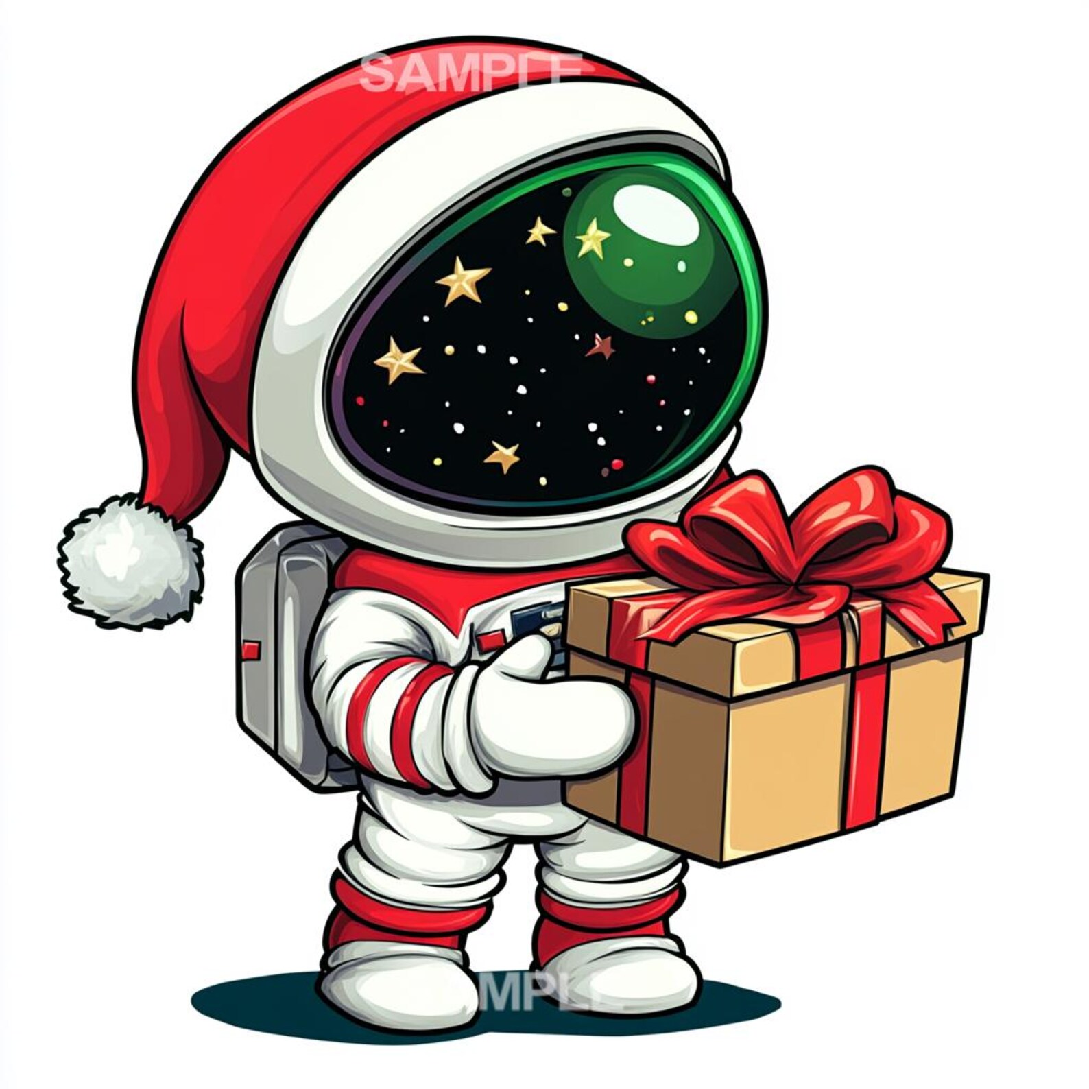 Cute Spaceman Clipart - Astronaut Wearing Santa Hat - Christmas ...