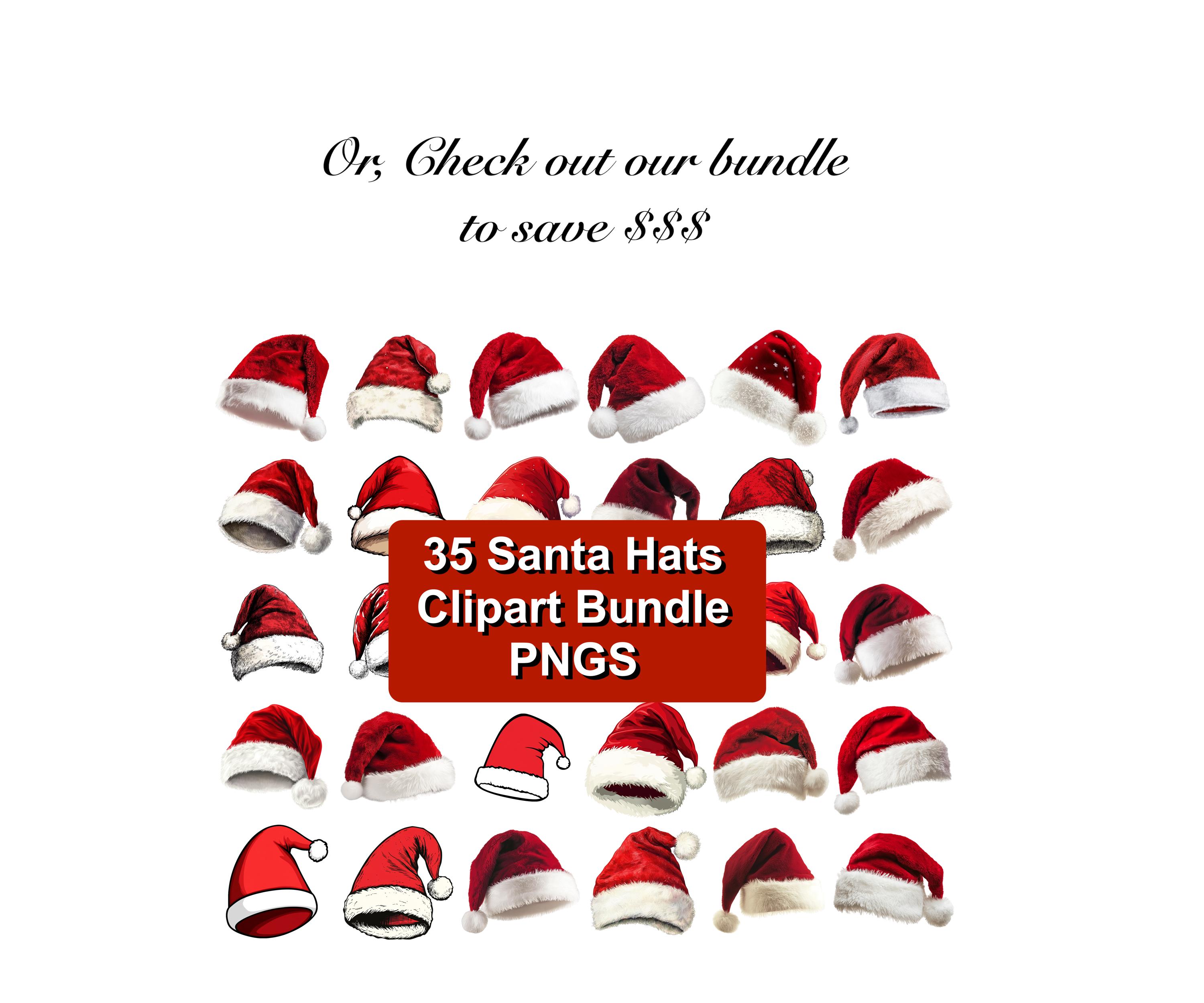 Santa Hat Clipart PNG | Christmas Clip Art Download | Cute Santa Claus ...