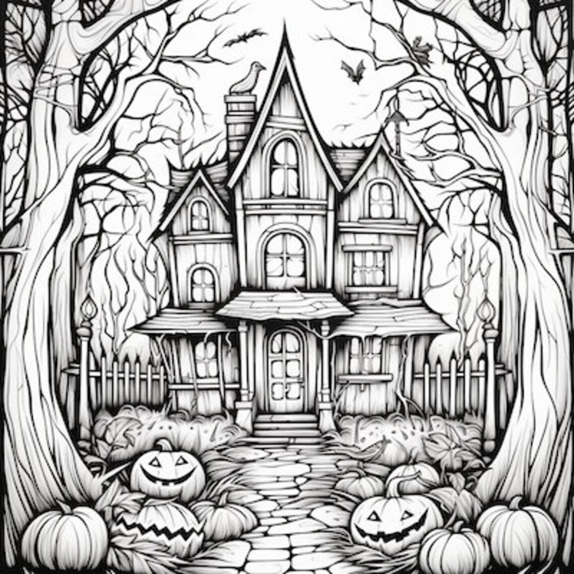 10 Halloween Coloring Pages - Advanced Level. - Etsy