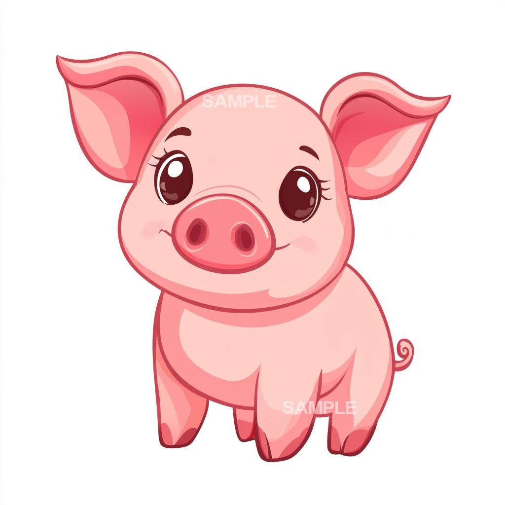 Pig Clipart - Cute Pig Clipart - PNG Format - Etsy