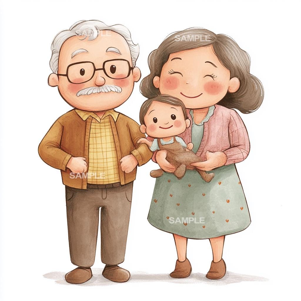Grandparents Clipart - Family Clipart - PNG Format, Commercial Use ...