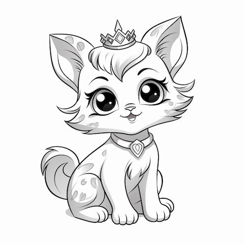 Kitten Princess Coloring Pages for Kids - Etsy