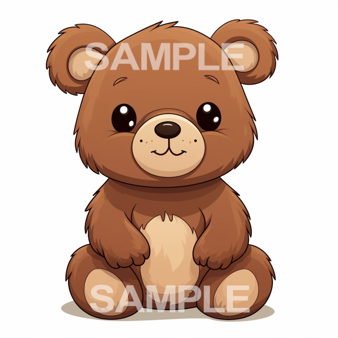 Cute Brown Bear Clipart - PNG Format, Commercial Use Approved - Etsy