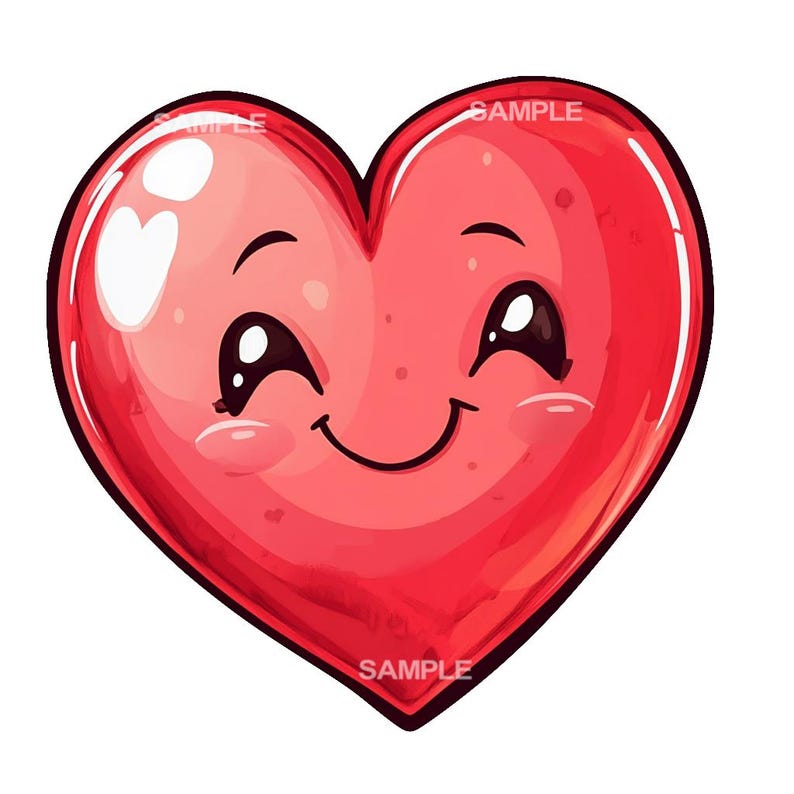 Cute Smiling Heart Clipart - PNG Format, Commercial Use Approved - Etsy