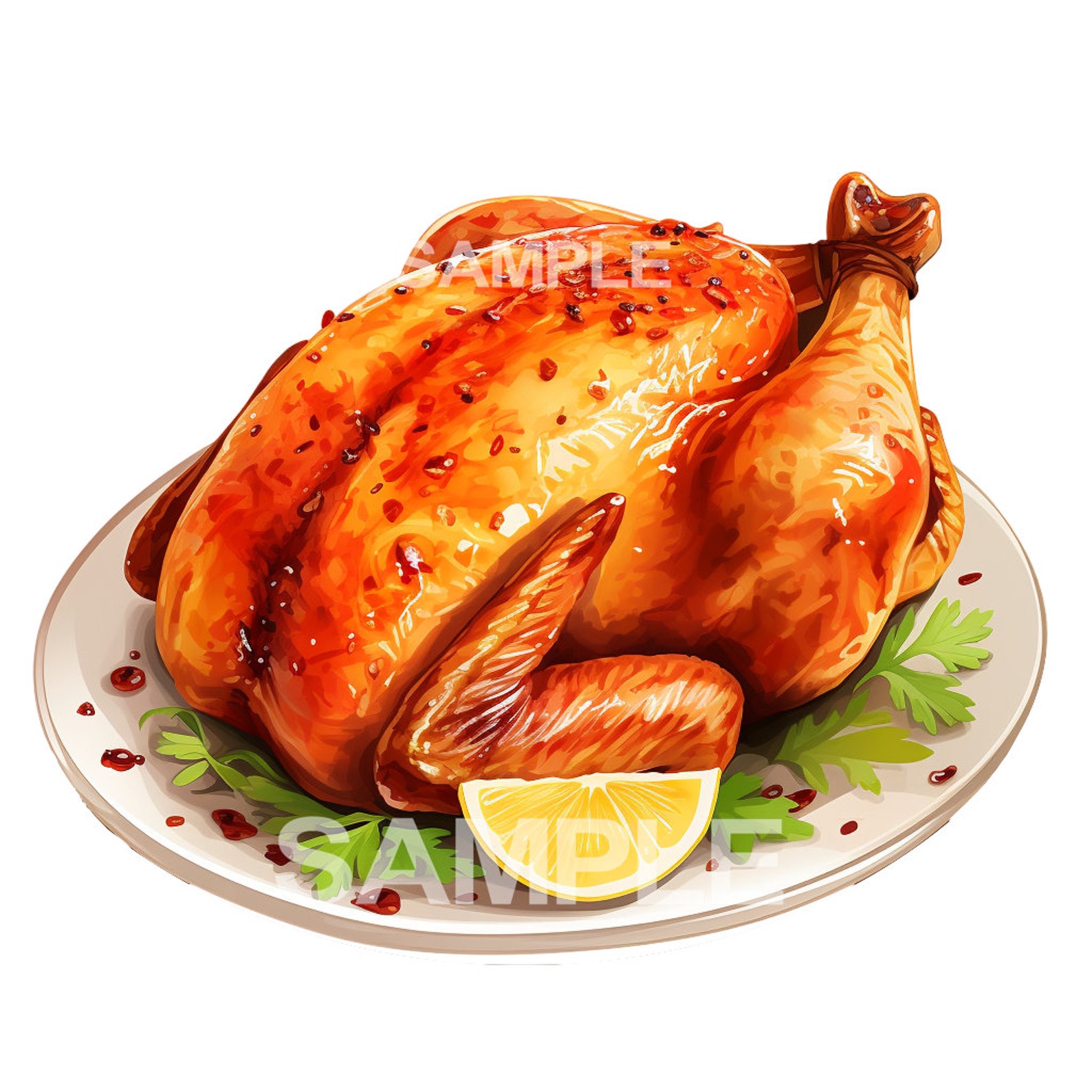 Cooked Chicken Clipart Roasted Chicken Clipart PNG - Etsy