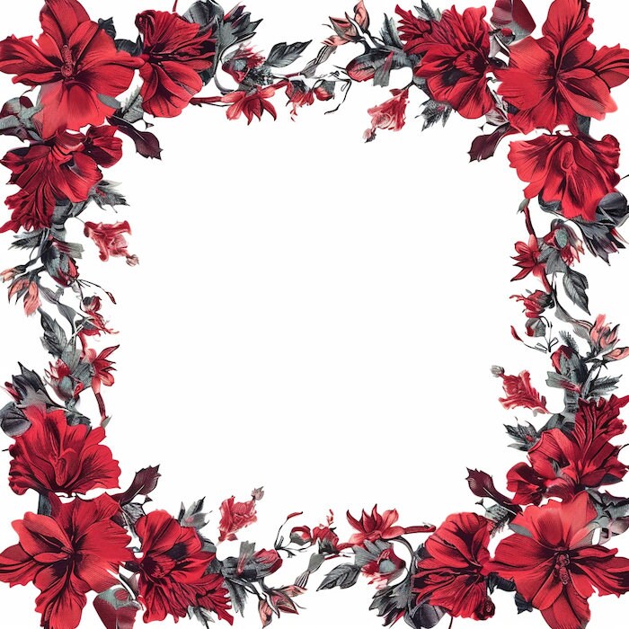 Red Floral Frames Digital Images - Etsy