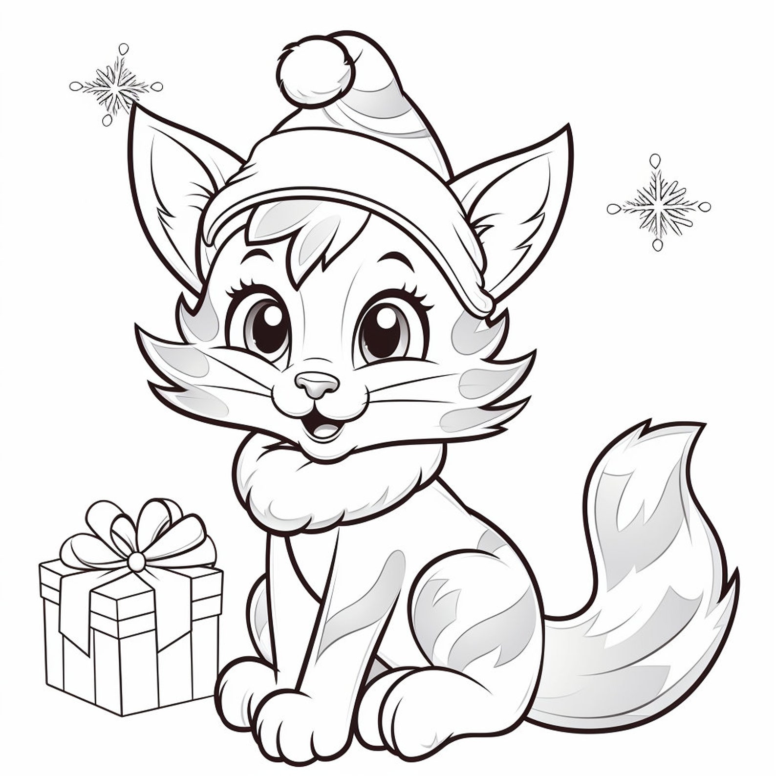 20 Christmas Cat / Kitten Coloring Pages for Kids - Etsy