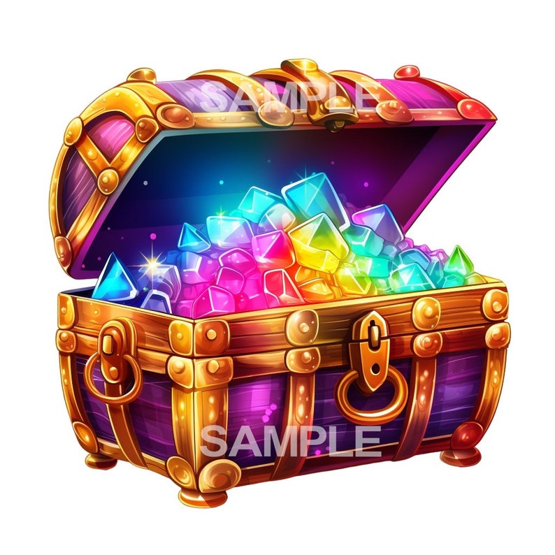 Colorful Treasure Chest Bundle Clipart - PNG Format - Etsy