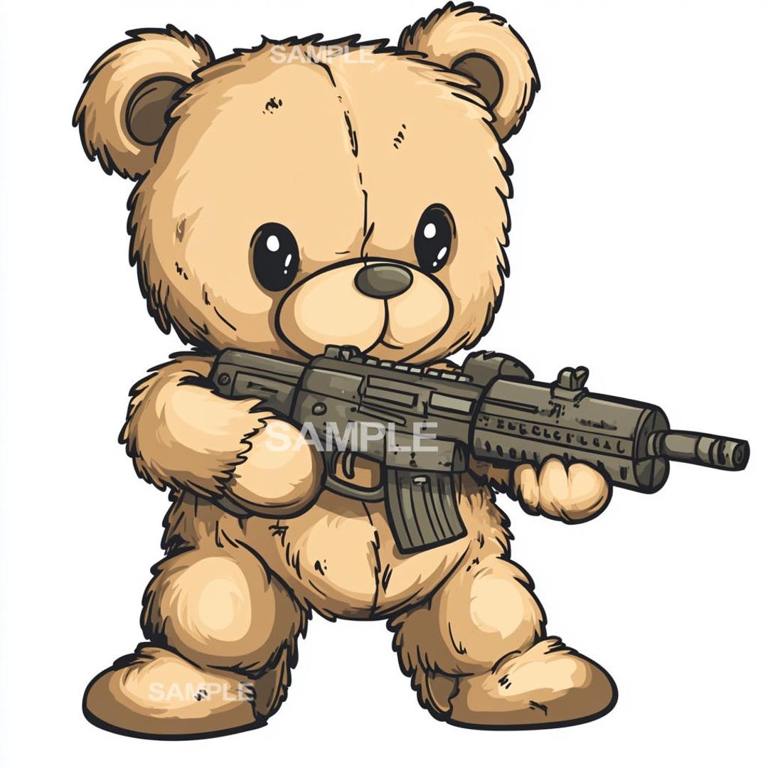 Teddy Bear With a Machine Gun -special Order - PNG Format, Commercial ...