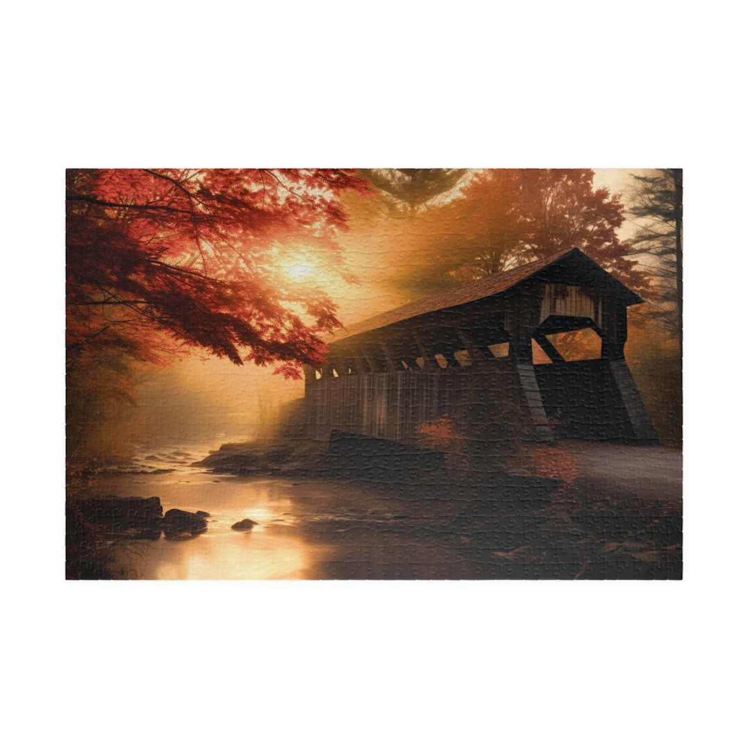Misty Morning at Meadow Creek Bridge, Available in 110, 252, 500, and ...