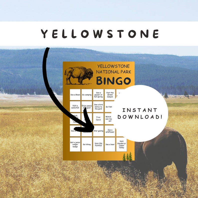 National Park Bingo - Yellowstone - Etsy