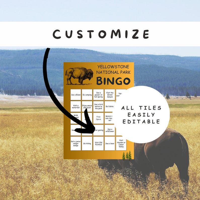 National Park Bingo - Yellowstone - Etsy