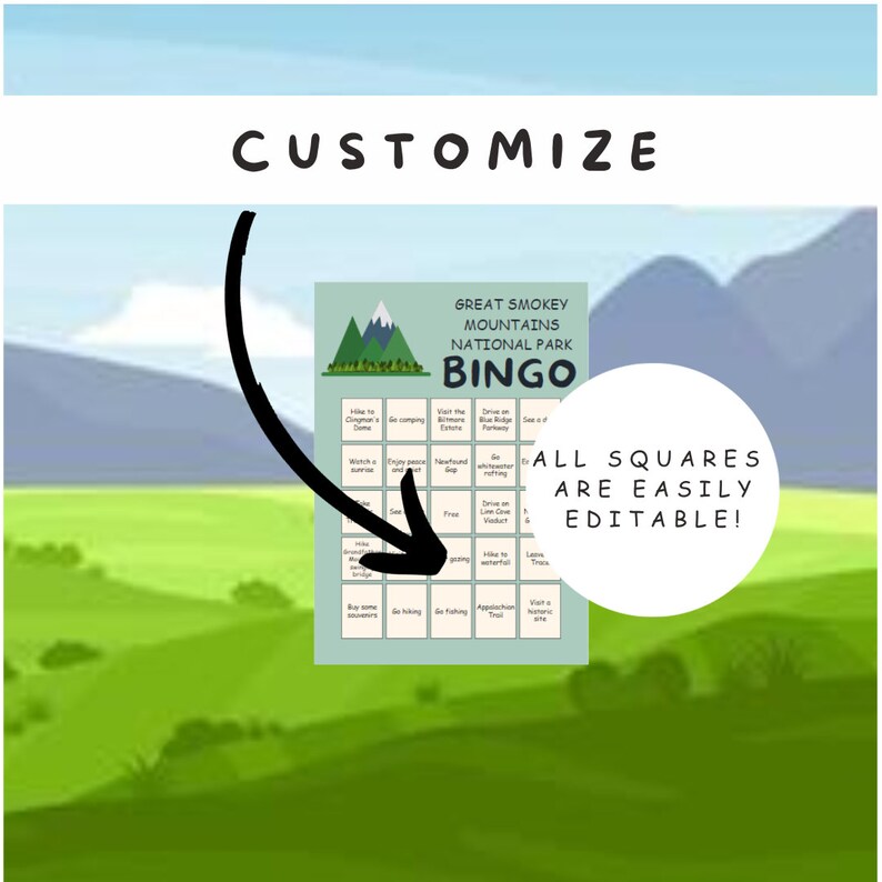 National Park Bingo - Great Smokey Mountains - Etsy