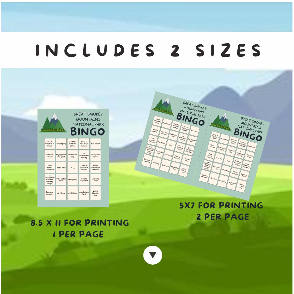 National Park Bingo - Great Smokey Mountains - Etsy