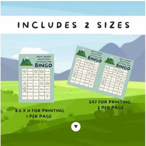 National Park Bingo - Great Smokey Mountains - Etsy