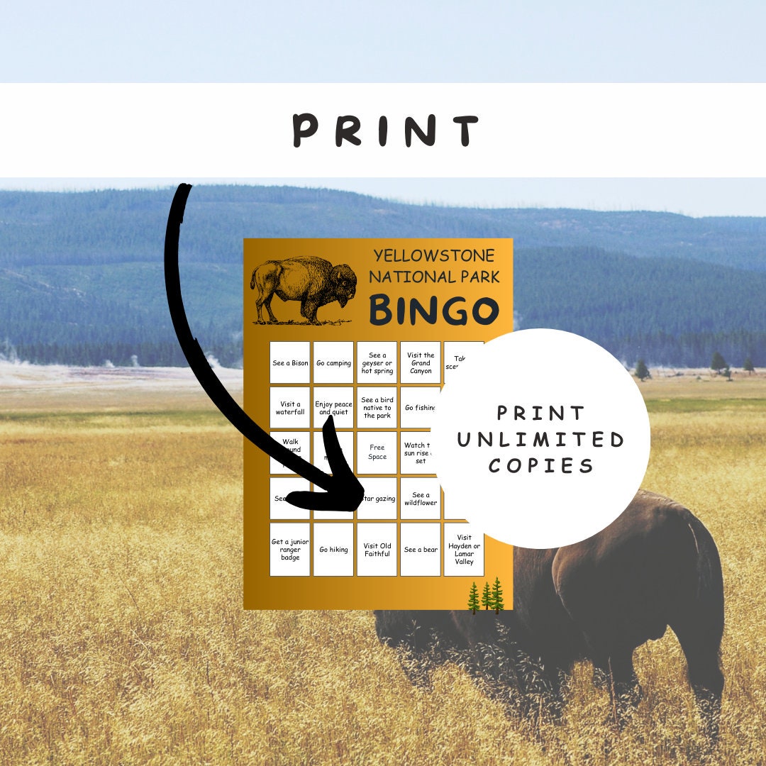 National Park Bingo - Yellowstone - Etsy