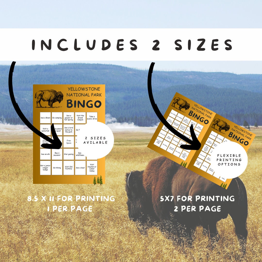 National Park Bingo - Yellowstone - Etsy