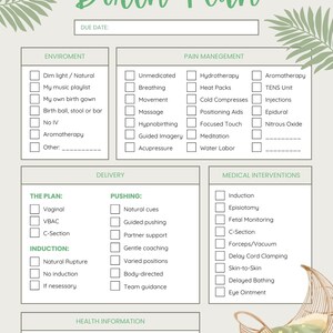 Birth Plan - Getting Ready and After Digital Download !! - Etsy