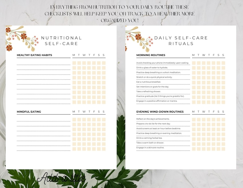 Self Care Check List Bundle - Etsy