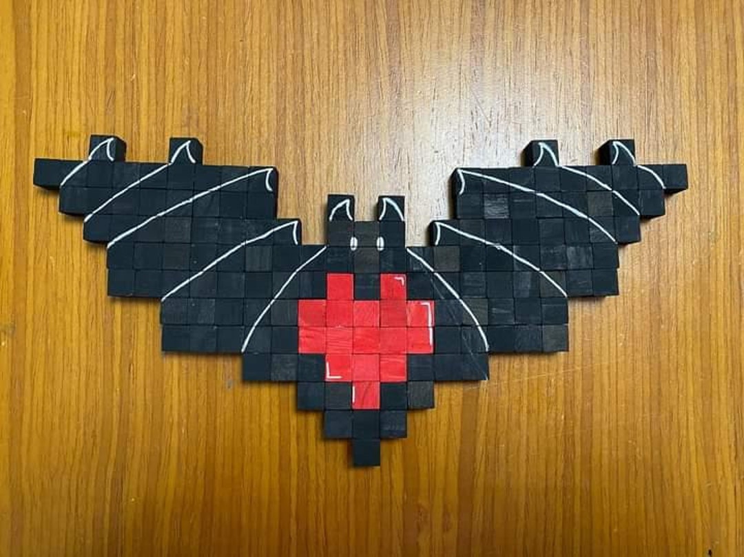 Wooden Gothic Pixel Bat Art - Etsy UK