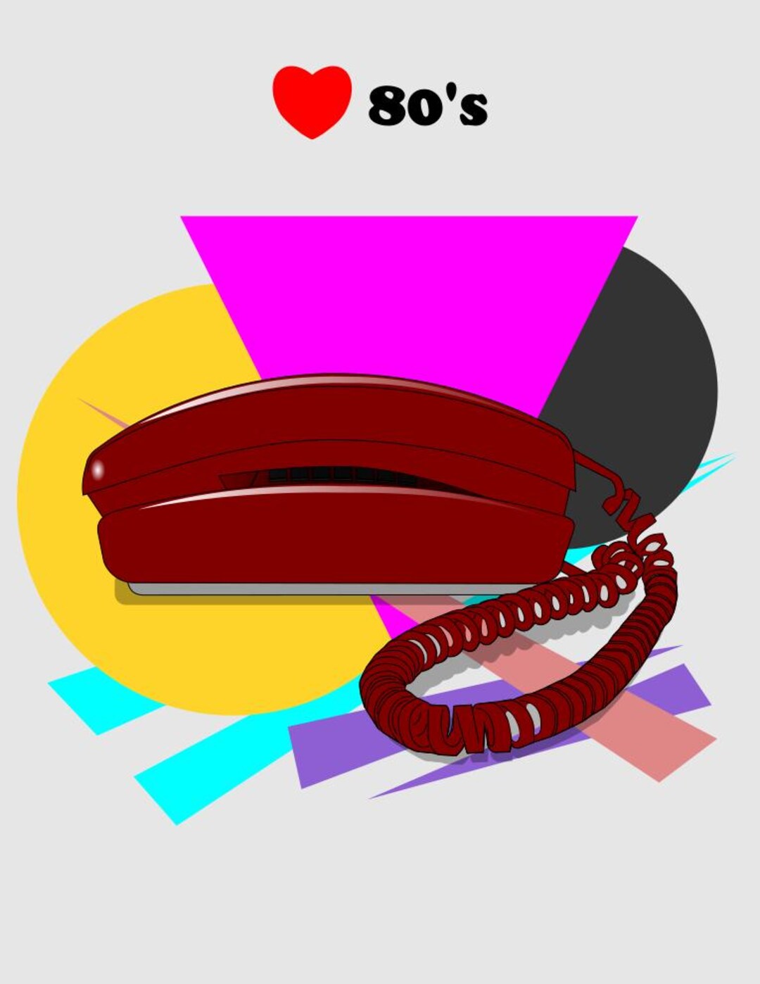 Retro Phone Print: 80s Inspired Wall Art (digital Download) - Etsy