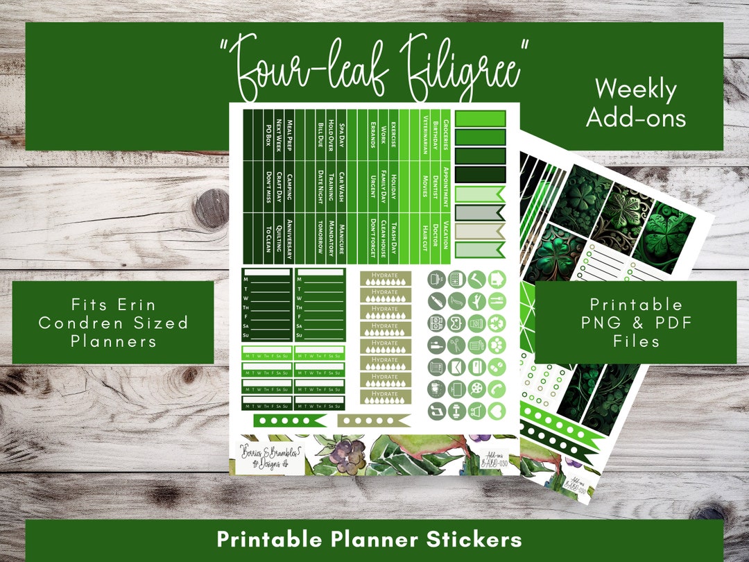 Planner Sticker Weekly Kit Printable Template Digital Sticker Sheet ...