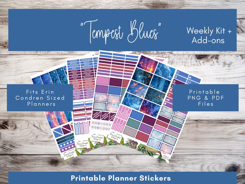 Planner Sticker Weekly Kit Printable Template Digital Sticker Sheet ...