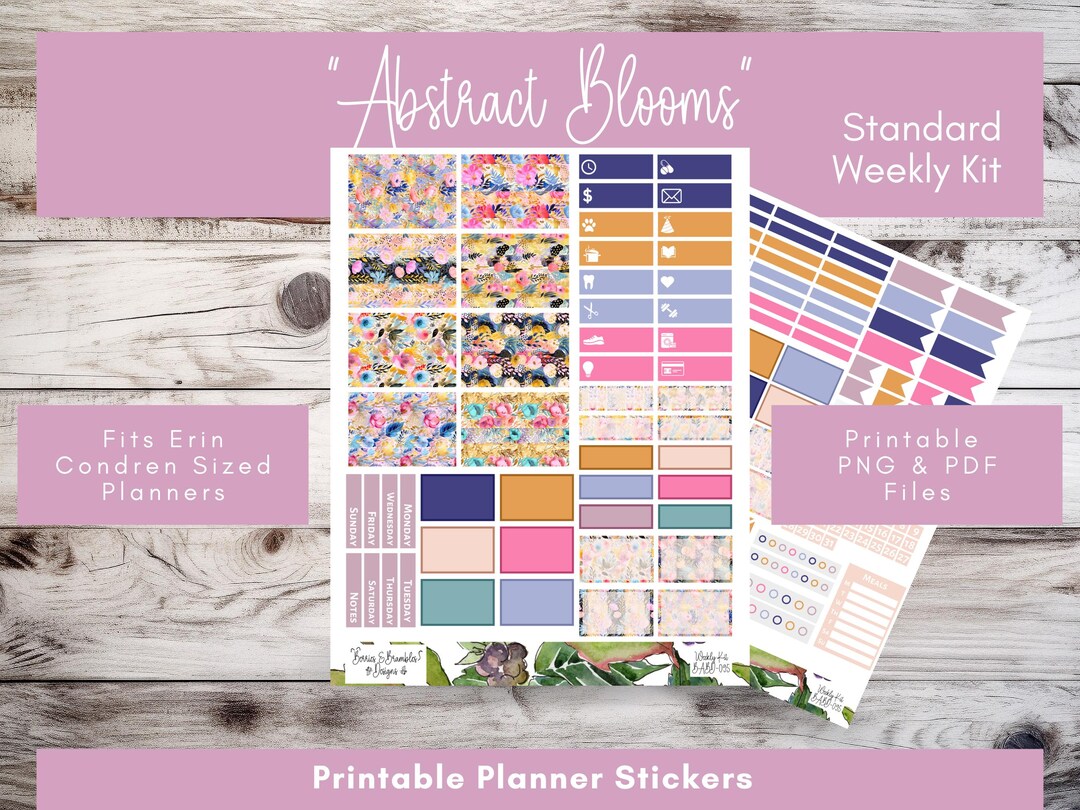 Planner Sticker Weekly Kit Printable Template Digital Sticker Sheet ...
