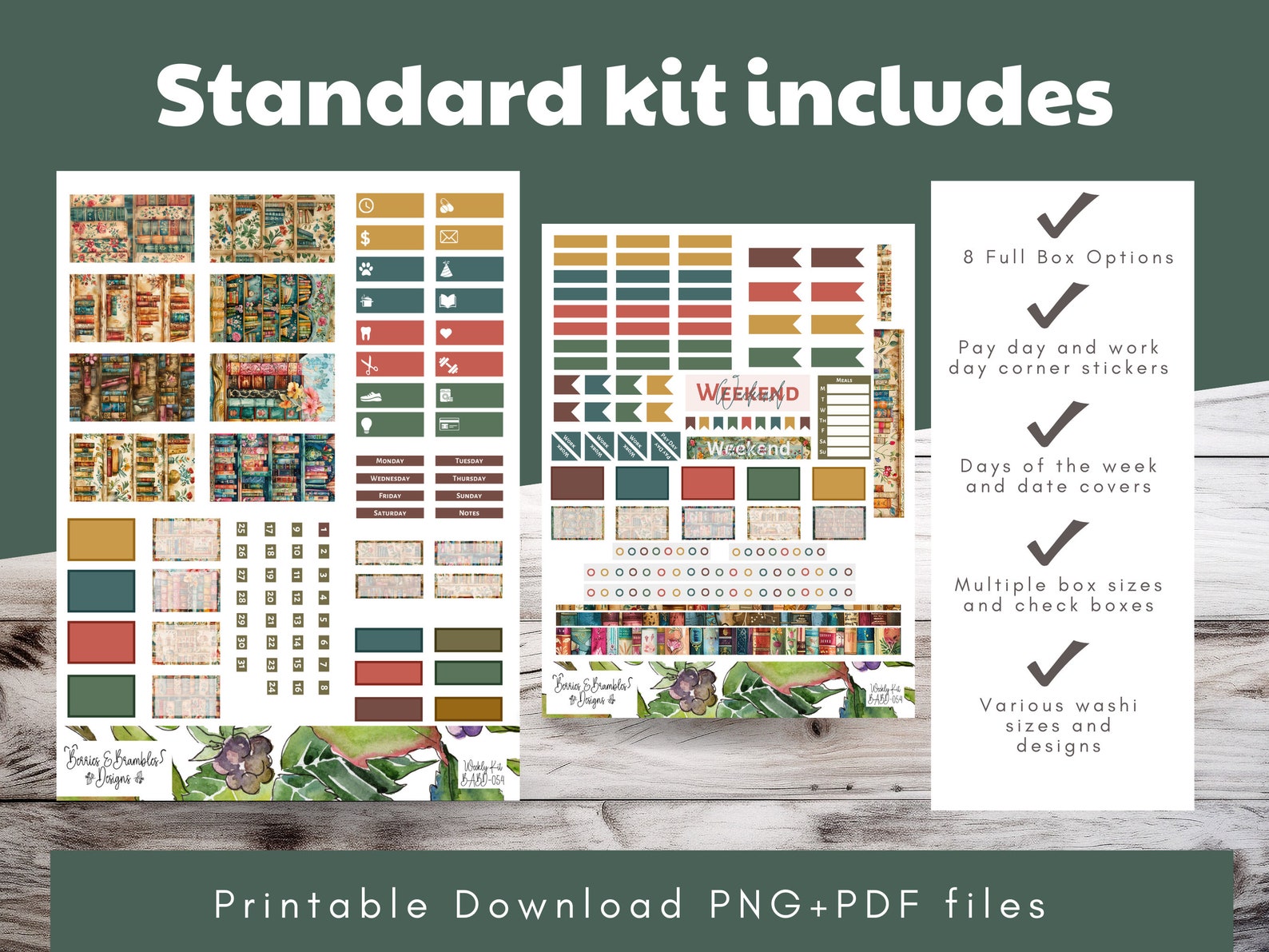 Planner Sticker Weekly Kit Printable Template Digital Sticker Sheet ...