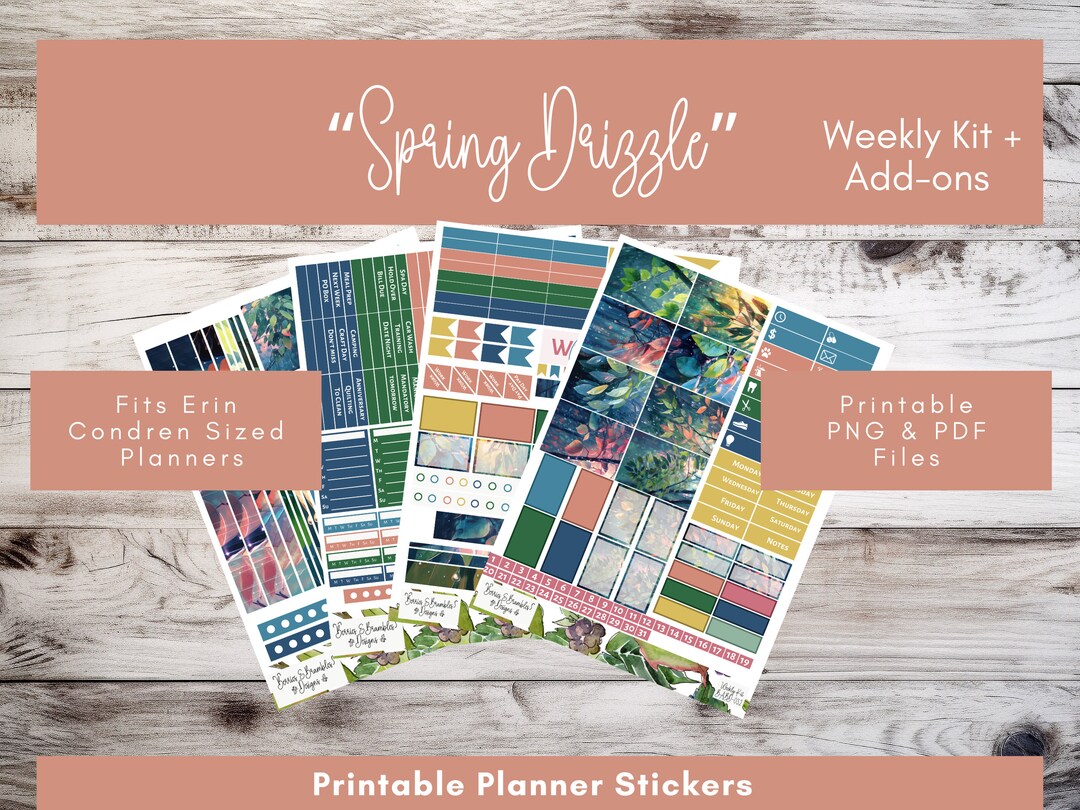 Planner Sticker Weekly Kit Printable Template Digital Sticker Sheet ...