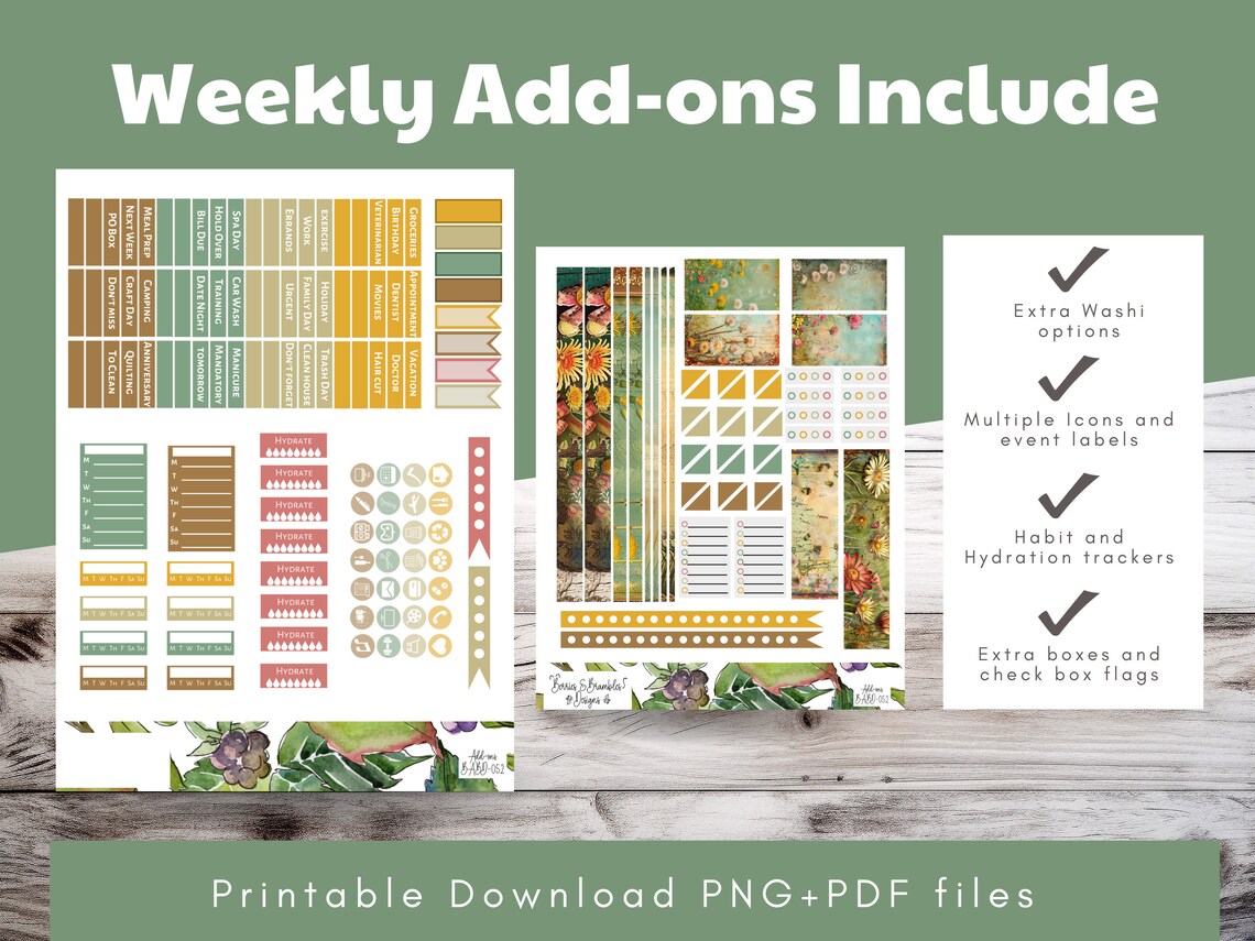 Planner Sticker Weekly Kit Printable Template Digital Sticker Sheet ...