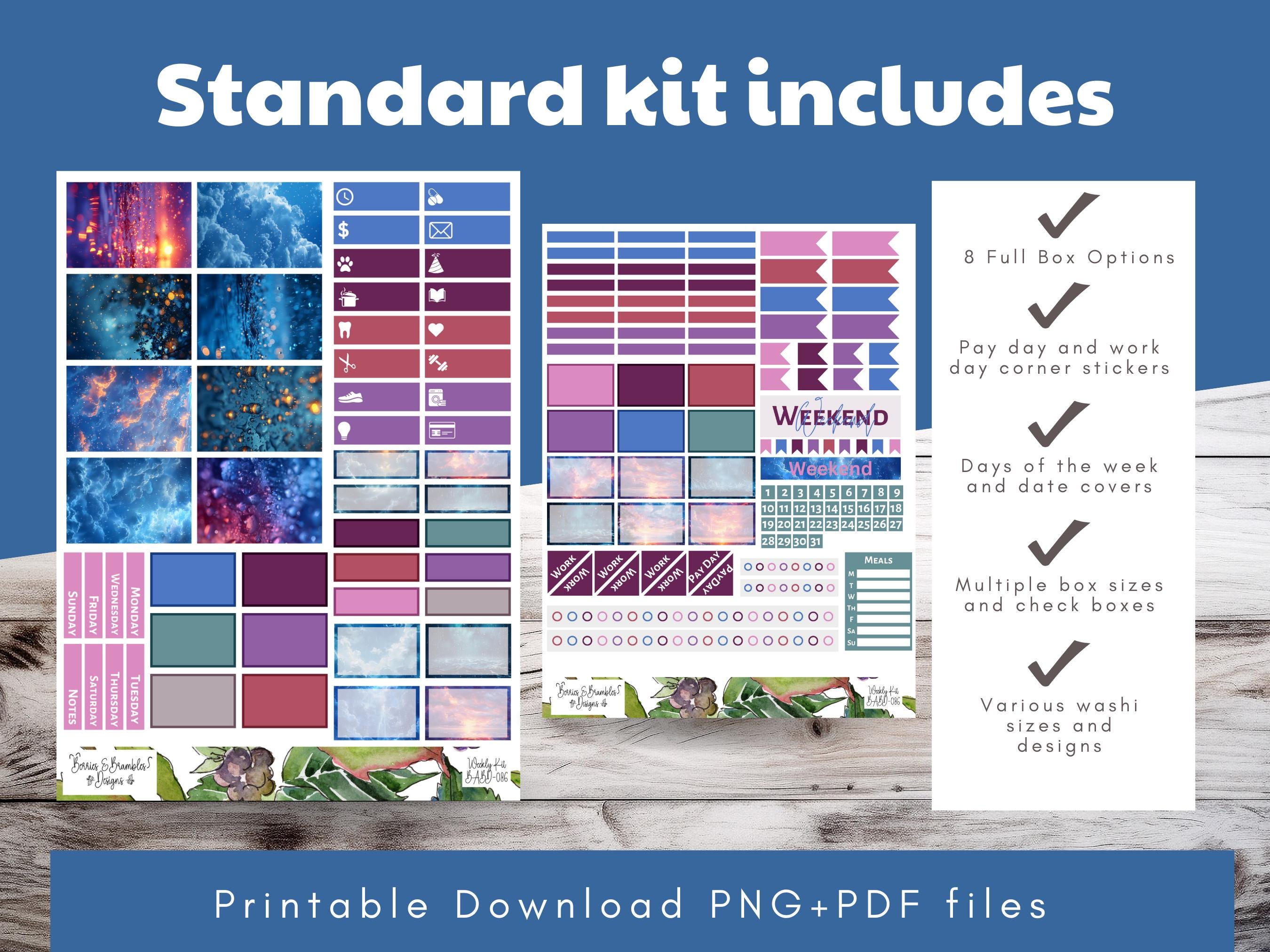 Planner Sticker Weekly Kit Printable Template Digital Sticker Sheet ...