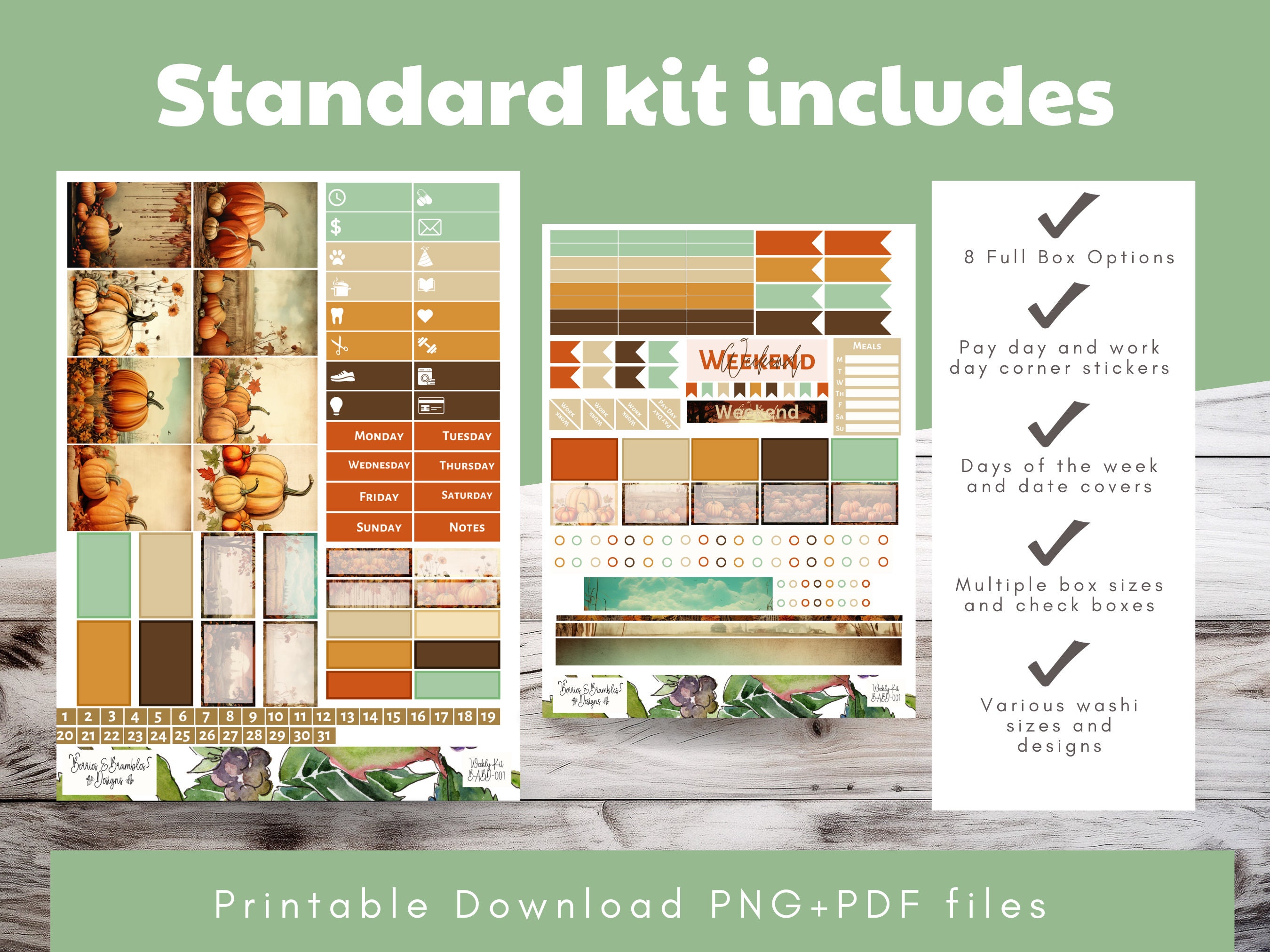 Planner Sticker Weekly Kit Printable Template Digital Sticker Sheet ...