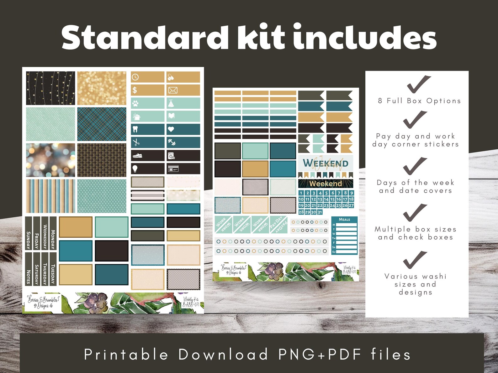 Planner Sticker Weekly Kit Printable Template Digital Sticker Sheet ...