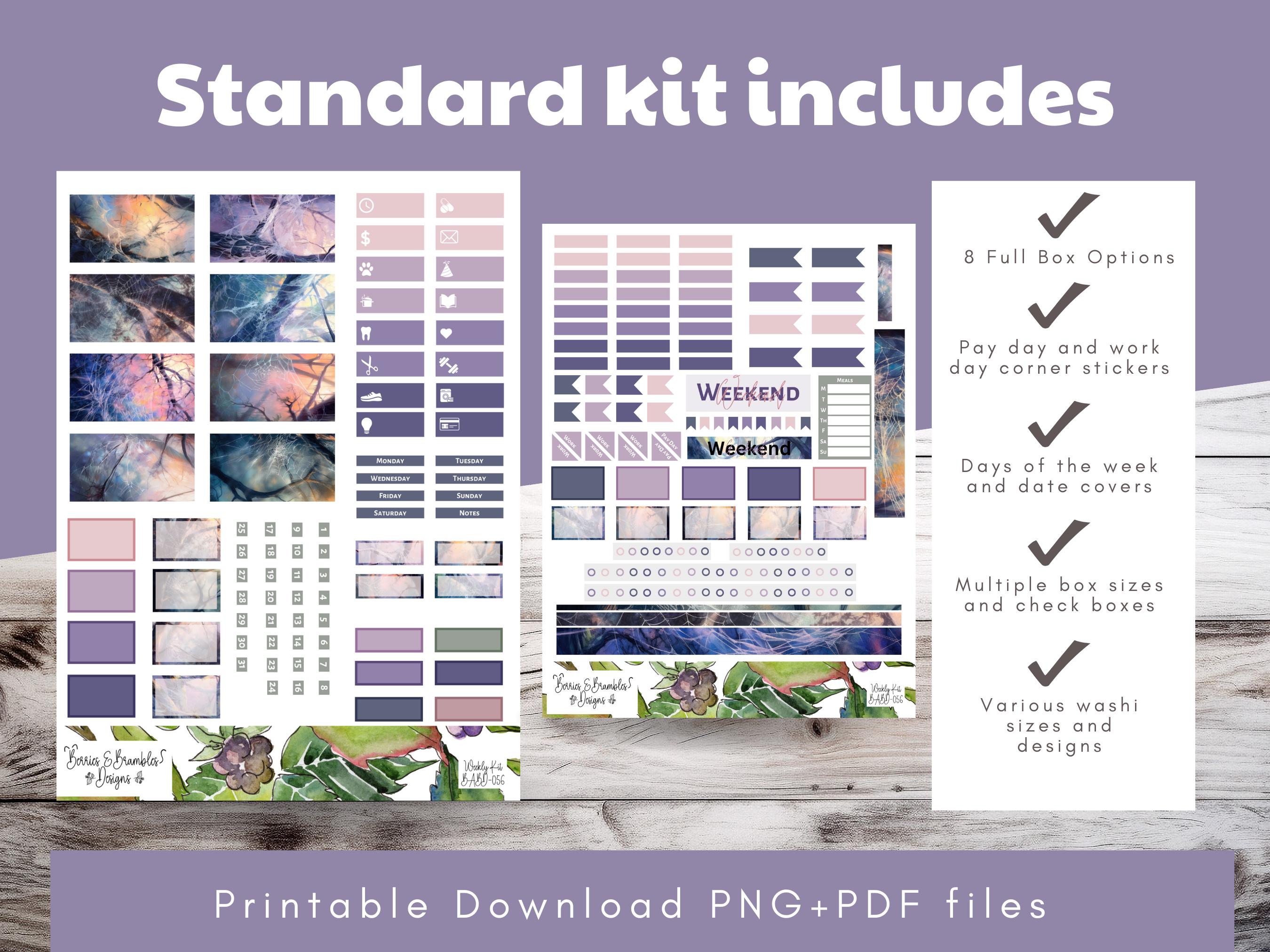 Planner Sticker Weekly Kit Printable Template Digital Sticker Sheet ...