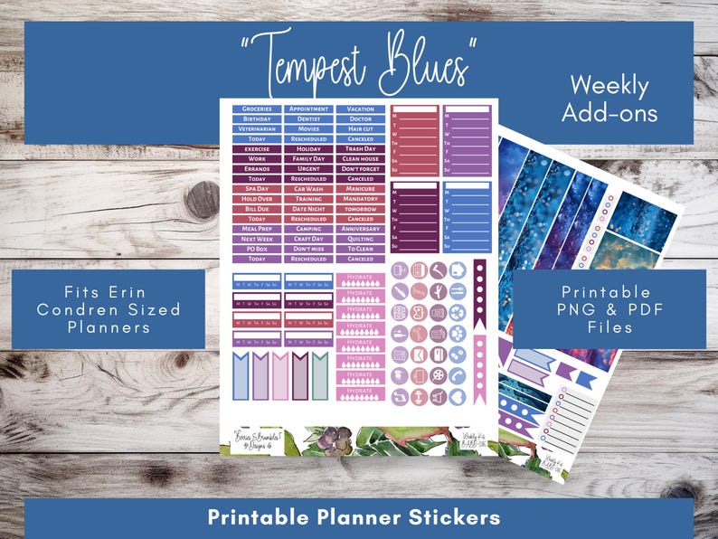 Planner Sticker Weekly Kit Printable Template Digital Sticker Sheet ...