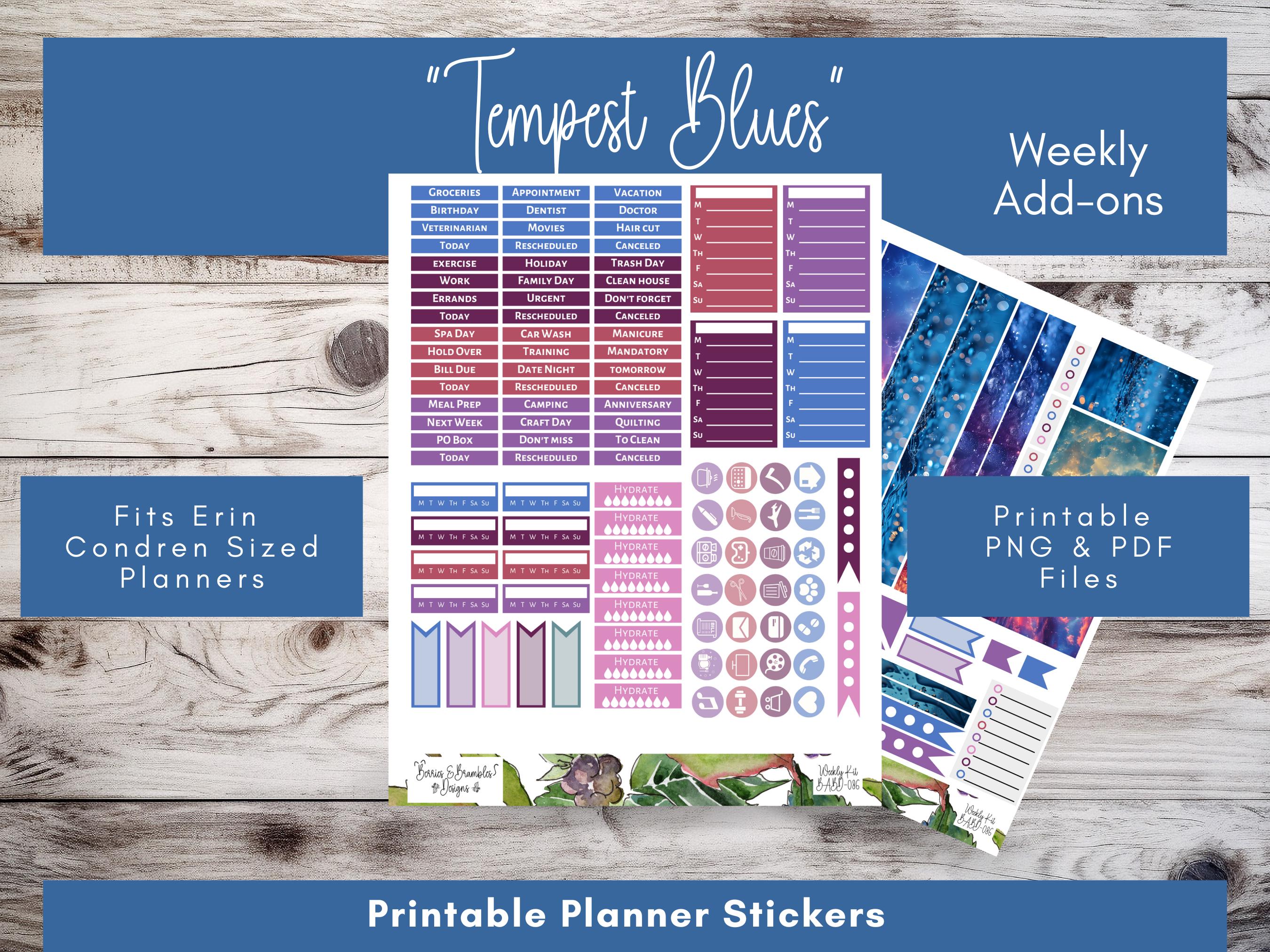 Planner Sticker Weekly Kit Printable Template Digital Sticker Sheet ...
