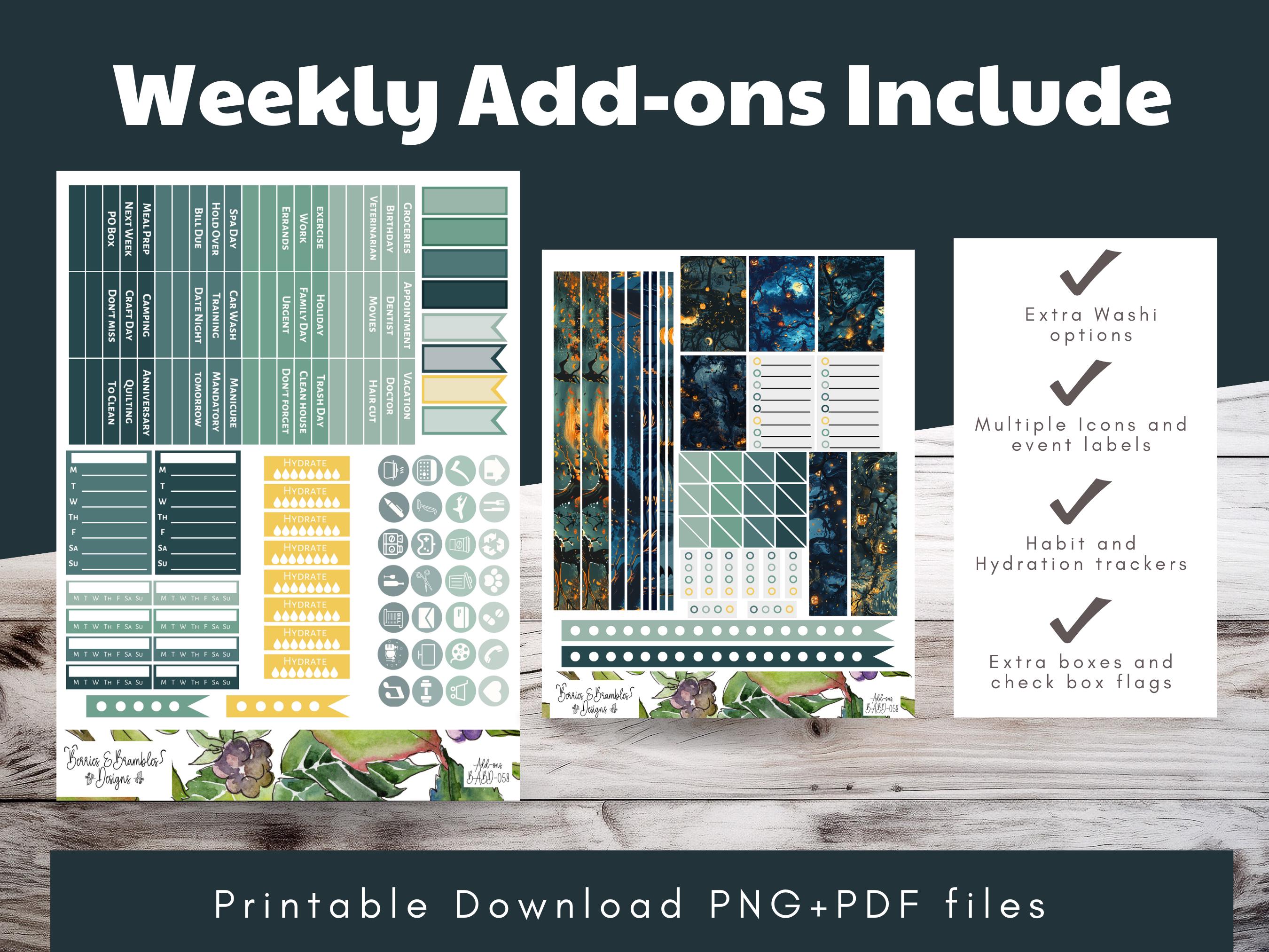 Planner Sticker Weekly Kit Printable Template Digital Sticker Sheet ...