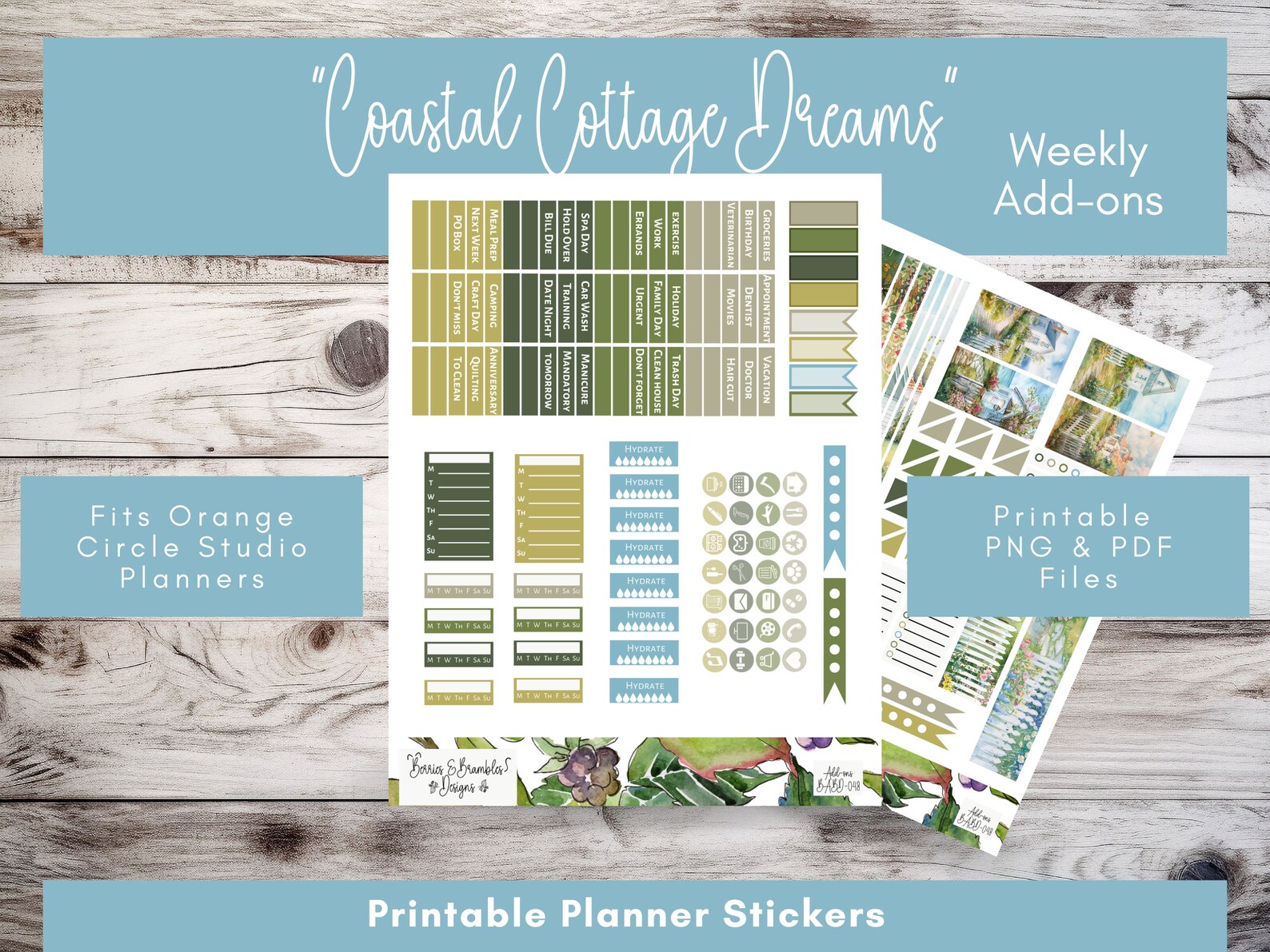 Planner Sticker Weekly Kit Printable Template Digital Sticker Sheet ...