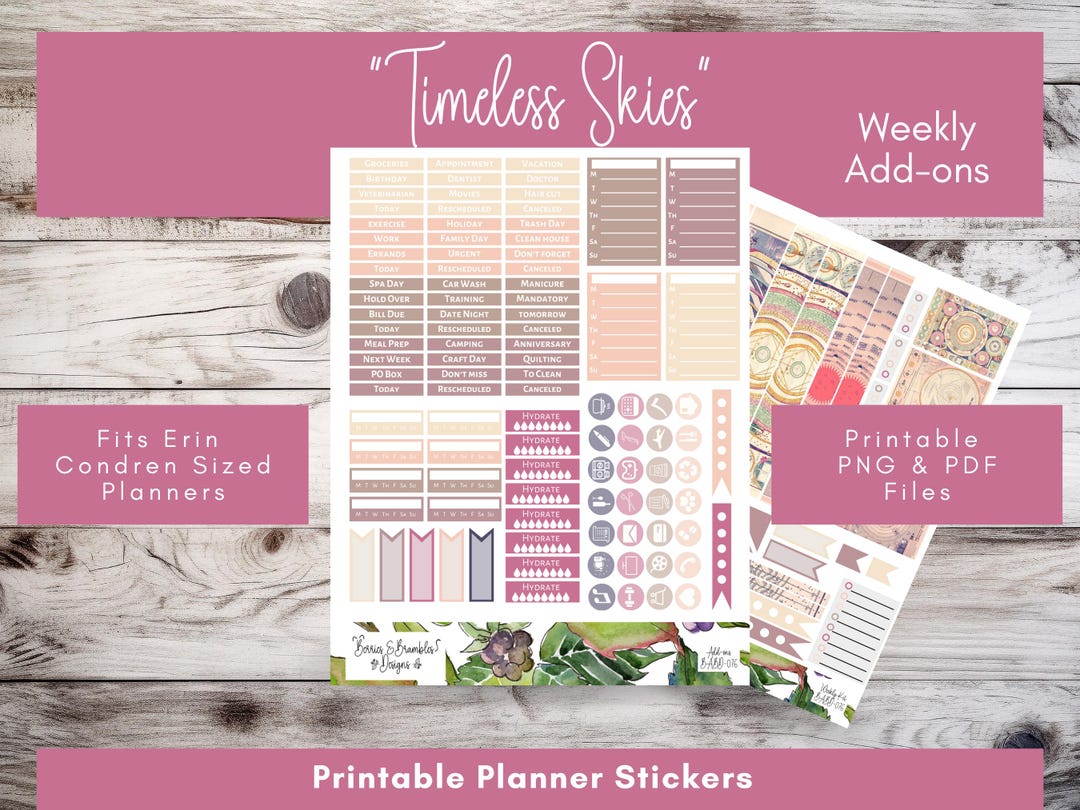 Planner Sticker Weekly Kit Printable Template Digital Sticker Sheet ...