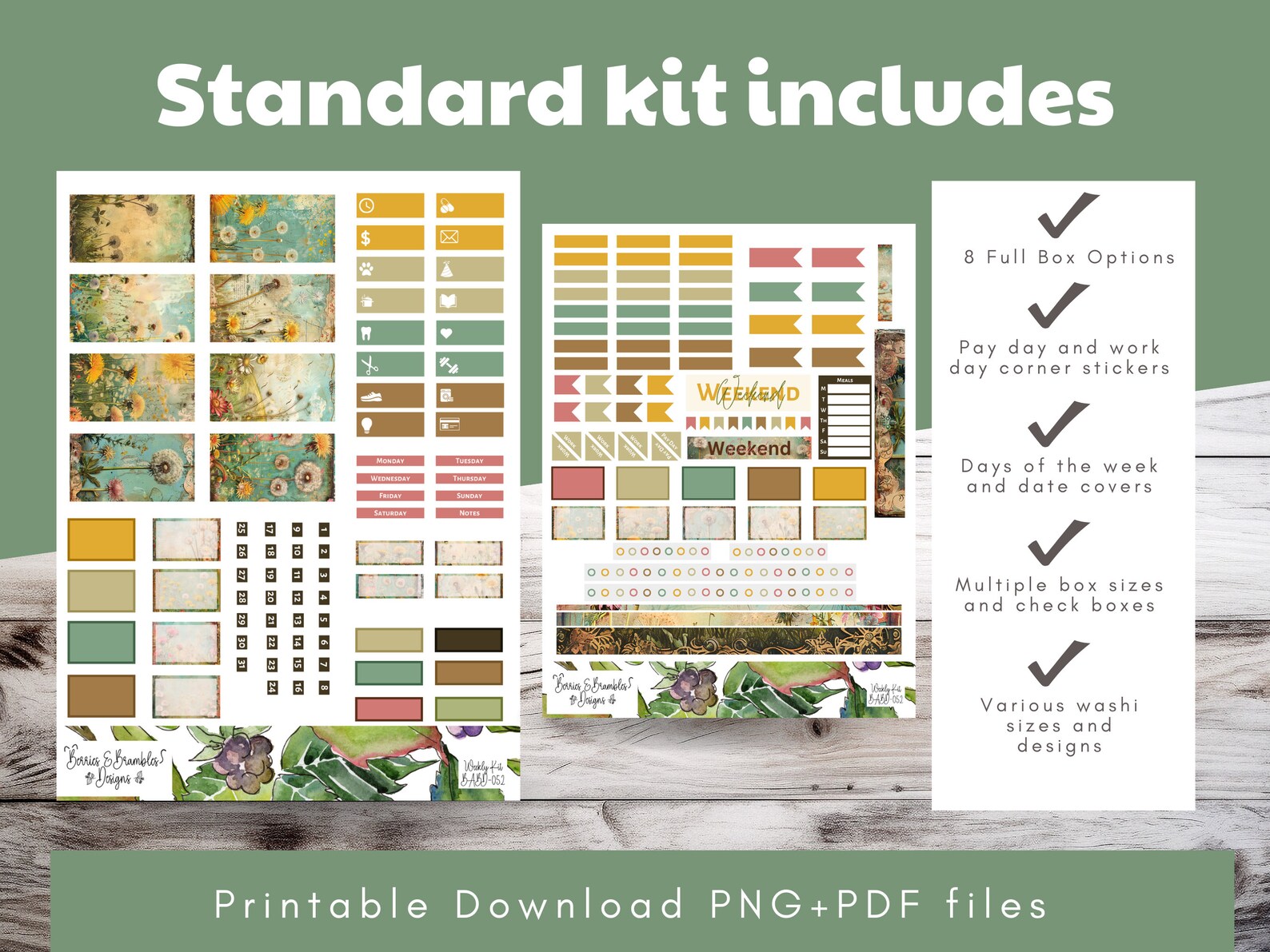 Planner Sticker Weekly Kit Printable Template Digital Sticker Sheet ...