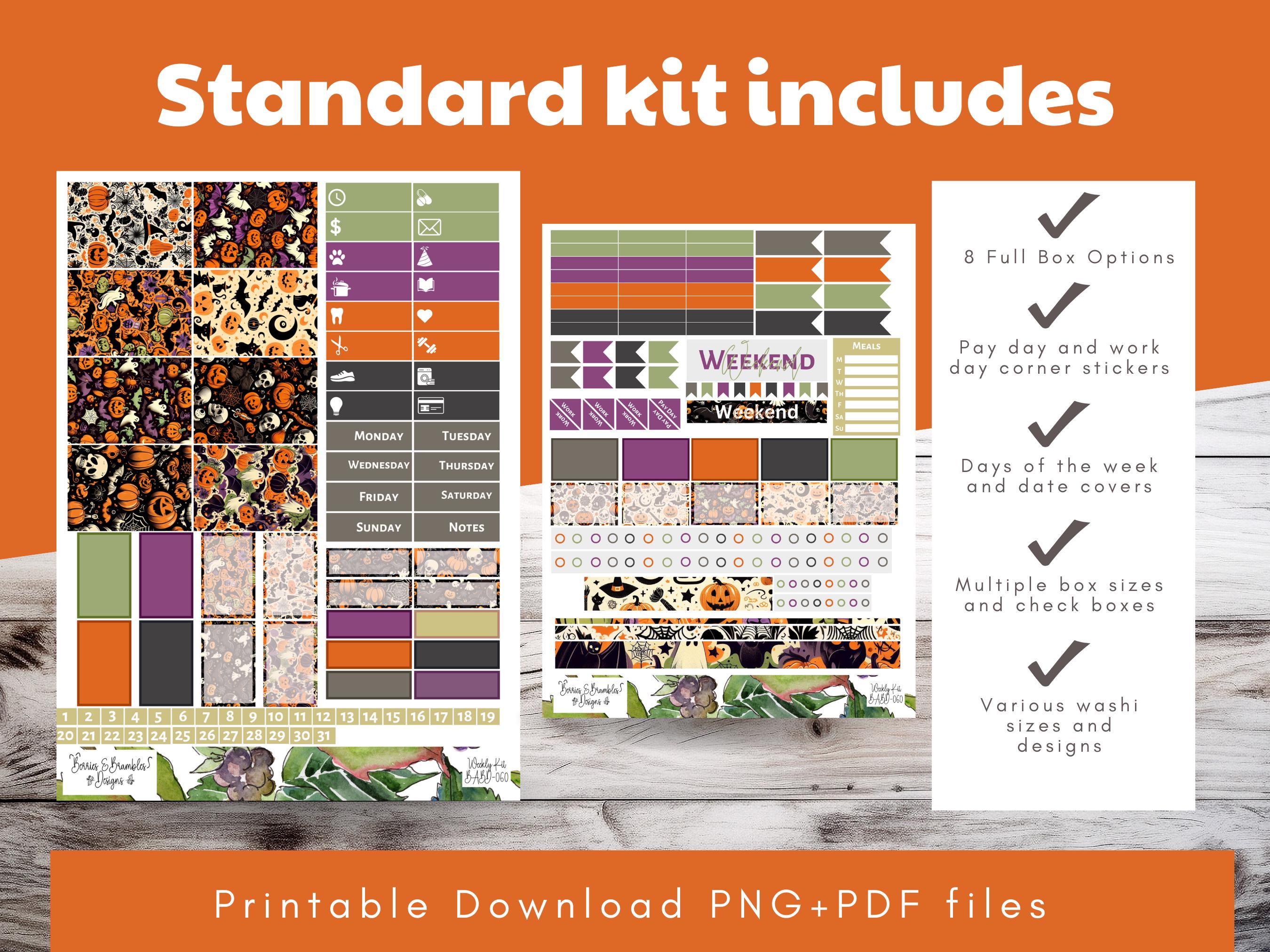 Planner Sticker Weekly Kit Printable Template Digital Sticker Sheet ...
