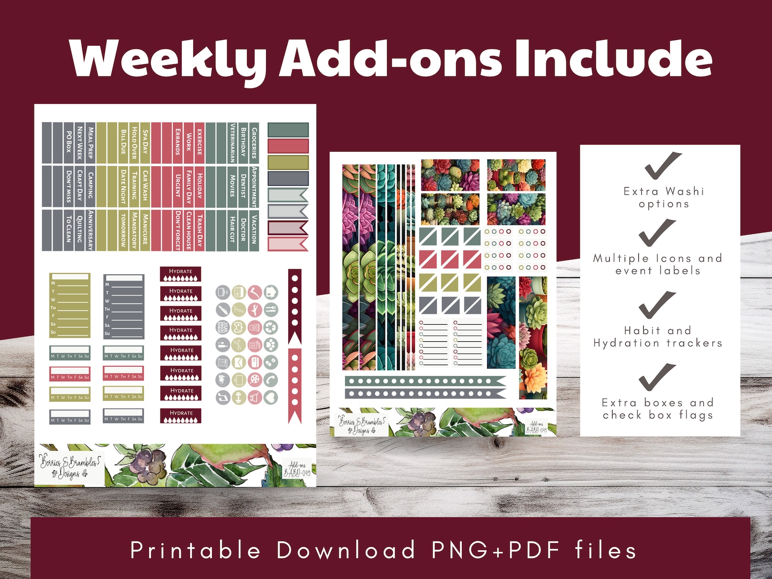 Planner Sticker Weekly Kit Printable Template Digital Sticker Sheet ...