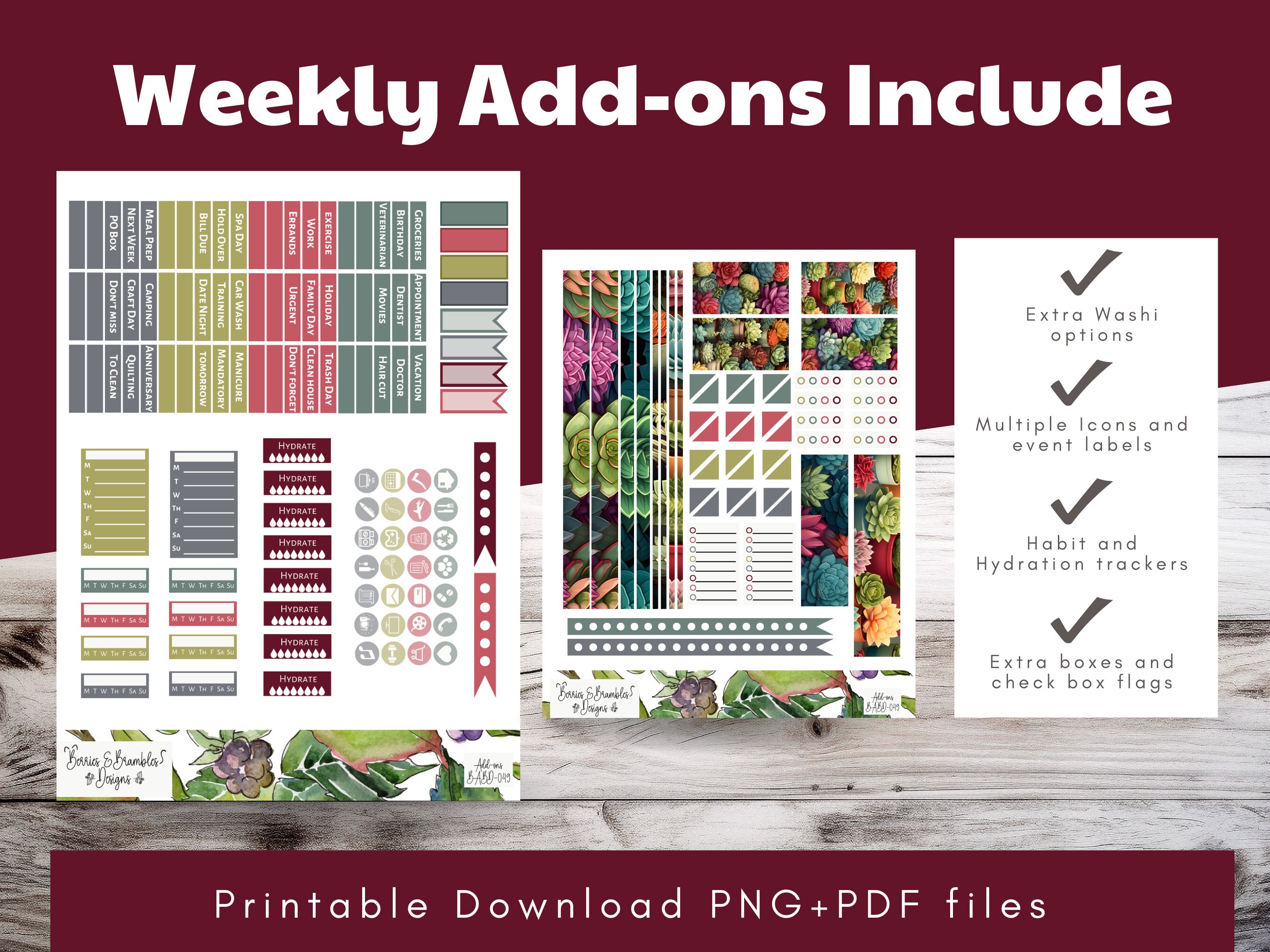 Planner Sticker Weekly Kit Printable Template Digital Sticker Sheet ...