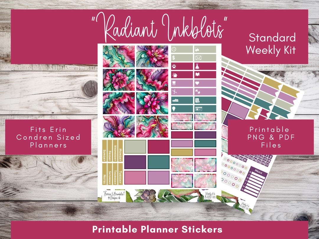 Planner Sticker Weekly Kit Printable Template Digital Sticker Sheet ...